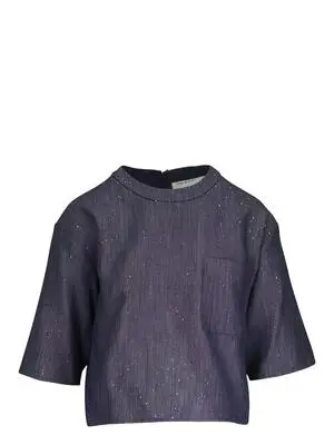TWP Zip-up Blouse - Blue