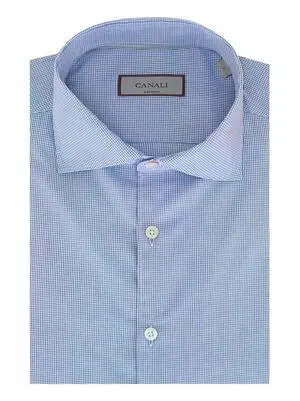 Canali Micro-checked Button-up Shirt - Blue