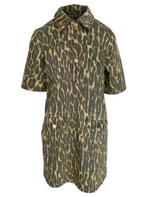 GANNI Animal-print Mini Dress - Brown