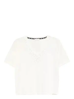 Liu Jo Embellished V-neck T-shirt - Neutrals
