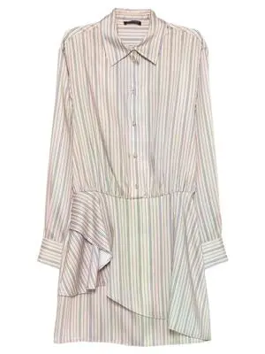 Liu Jo Striped Shirt Dress With Ruffled Detail - Brown