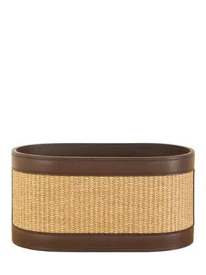 Brunello Cucinelli Raffia And Leather Basket - Brown