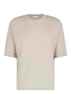 ROBERTO COLLINA Crewneck Knitted T-shirt - Neutrals