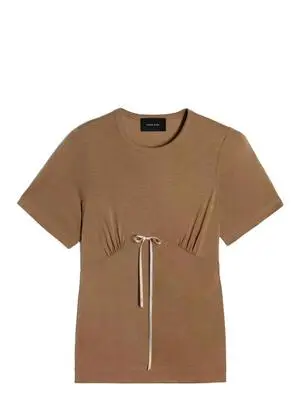 Simone Rocha Gathered Bust Bow T-Shirt Brown