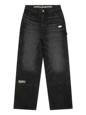 AAPE BY *A BATHING APE Moonface-appliqué Jeans - Grey