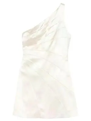 Sandro Sirene One-shoulder Ruched Mini Dress - Neutrals