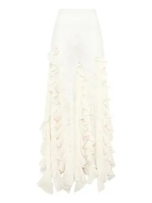 Gabriela Hearst Ruffled Silk-wool Maxi Skirt - Ivory