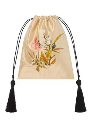 CONNER IVES Embroidered Silk Cord Bag