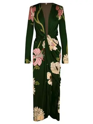 Johanna Ortiz Oasis Draped Midi Dress - Green