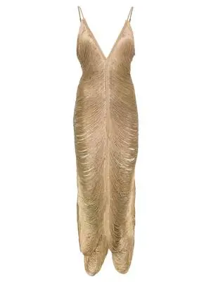 BLESS Solé Fringe V-neck Dress - Neutrals