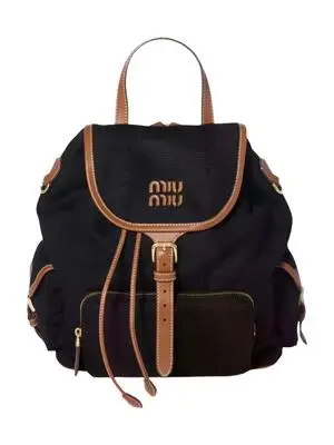 Miu Miu Canvas And Leather Backpack - Black