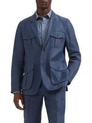 Bugatchi Linen Safari Jacket - Navy