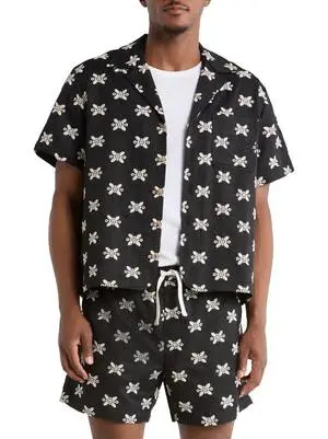 RIZORT Ronan Embroidered Camp Shirt - Black