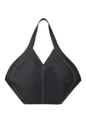 BEHNO Safra Pebble Leather Tote - Black