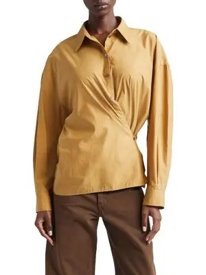 LEMAIRE Twisted Cotton & Silk Button-Up Shirt Cumin