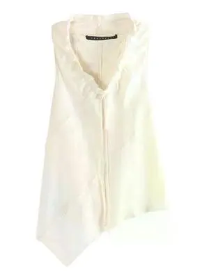YEHUAFAN Ruffle Trim Top - Neutrals