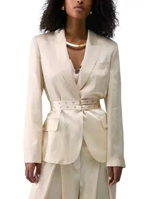 Liu Jo Single-breasted Blazer With Belt - Neutrals