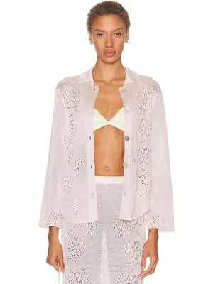 Calle Del Mar Vine Floral Long Sleeve Shirt - Primrose