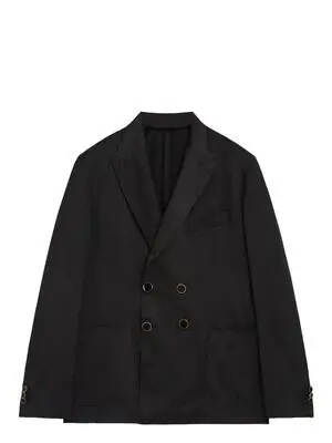 A PAPER KID Pinstriped Double-breasted Blazer - Black