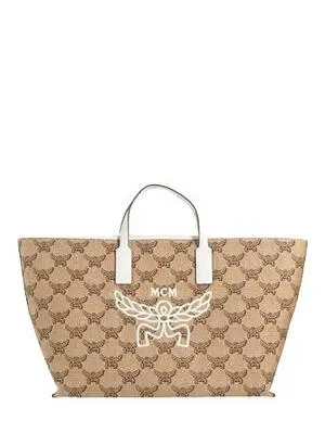 Mcm Handbag In Textile Fibers - Sand