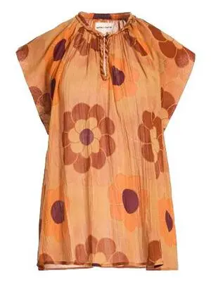 Antik Batik Cotton Floral-print Top - Beige