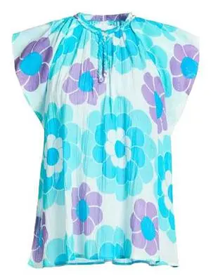 Antik Batik Cotton Floral-print Top - Blue