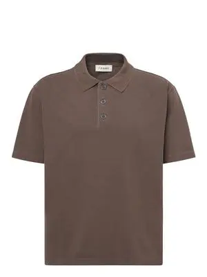 FRAME Cotton Pique Polo Shirt - Brown