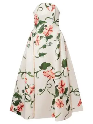 LEO LIN Violet Floral Bustier Gown - Beige
