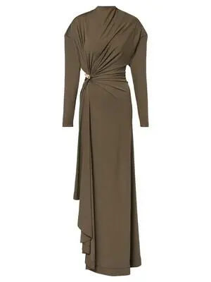 Bottega Veneta Gathered Crêpe Jersey Maxi Dress - Green