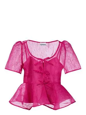 GANNI Organza Peplum Top