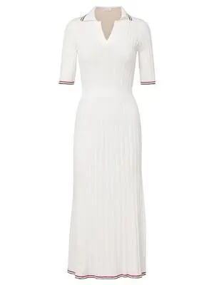 Brunello Cucinelli Ribbed-knit Cotton Midi Dress - White