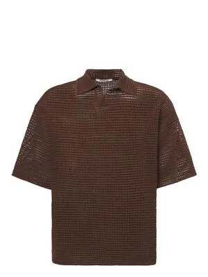 Auralee Cotton And Silk Polo Shirt - Brown