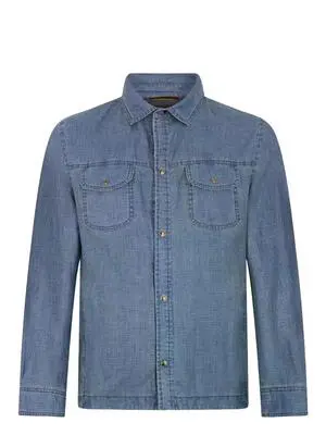 MOORER Buttoned Chest-pockets Shirt - Blue