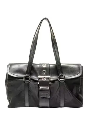 Prada 2000s Buckle Nylon Shoulder Bag - Black