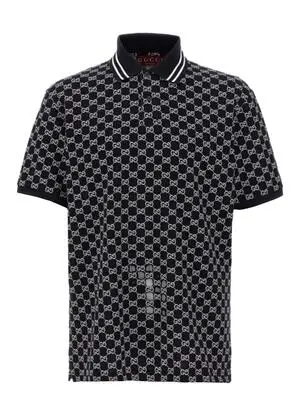 Gucci Gg Cotton Pique Polo Shirt - Blue