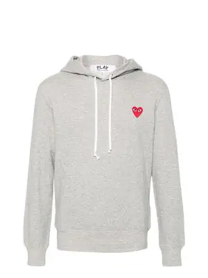 Play Comme Des Garcon Cotton Hoodie With Logo - Grey