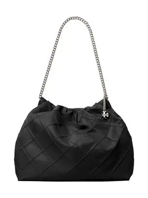 Tory Burch Fleming Nylon Hobo Bag Black