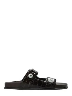 JIMMY CHOO Fayence Stud-embellished Leather Sandals - Brown