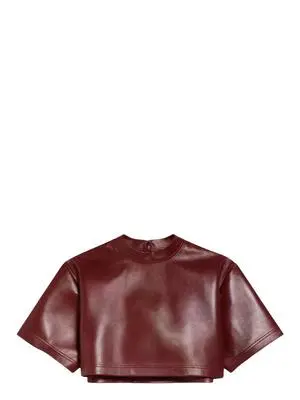 Balenciaga Short-sleeve Leather T-shirt - Red