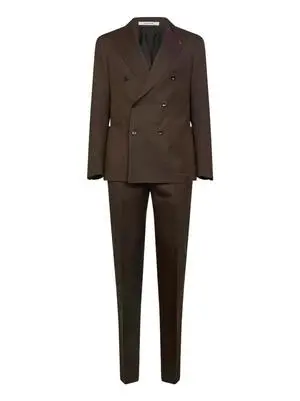Tagliatore Pleated Double-breasted Suit - Brown