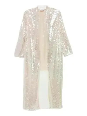 FORTE_FORTE Sequin-embellished Overcoat - Neutrals