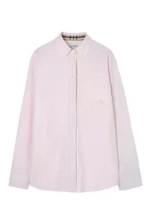 Burberry Burberry Relaxed Fit Cotton Oxford Shirt With Embroidered Knight Stamp Pink
