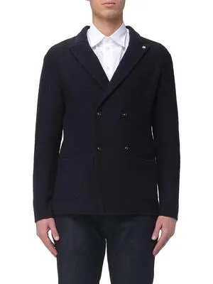 MANUEL RITZ Double-breasted Cotton Blend Blazer - Navy