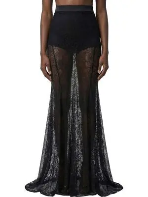 Elisabetta Franchi Long Lace Skirt - Black