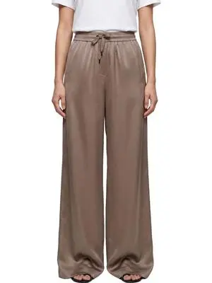 Brunello Cucinelli Wide Leg Drawstring Pants - Brown