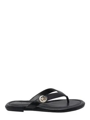 Michael Kors Erin Leather Thong Sandals - Black