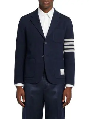 Thom Browne Blazer With Signature Stripes - Blue
