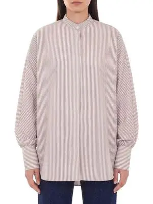 Brunello Cucinelli Brunello Cucinelli Striped Cotton Shirt Brown