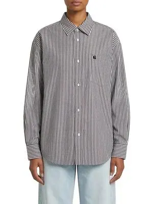 Carhartt Work In Progress Cotton Button-up Shirt With Embroidered Logo Pocket - Striped