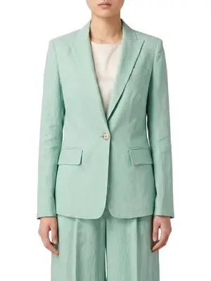 Pinko Single-breasted Linen Blend Blazer - Green